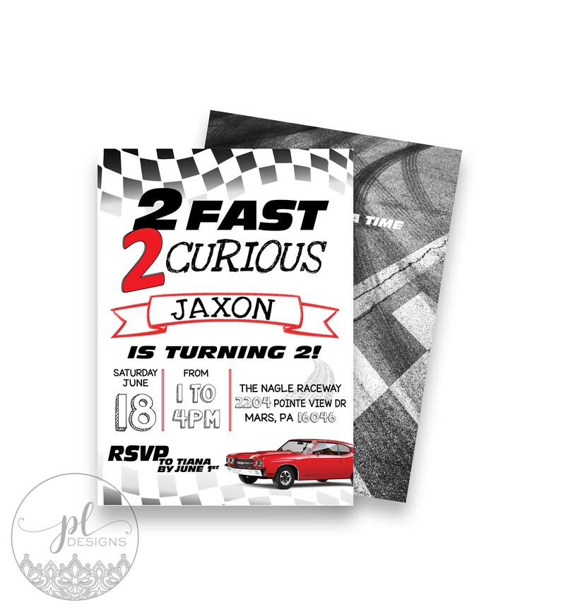 Editable Two Fast Birthday Invitation Two Fast Boy Race Car - Etsy