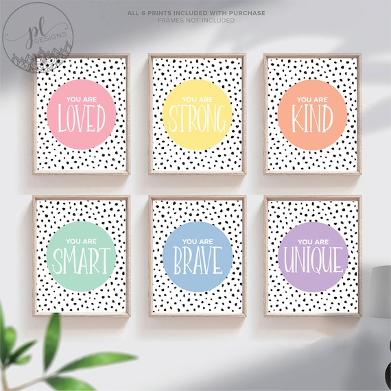 Kids Positive Affirmation Wall Art Pastel Rainbow Colored | Etsy