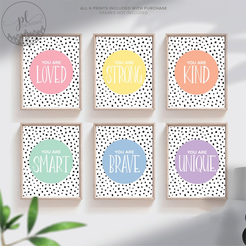 Kids Positive Affirmation Wall Art Pastel Rainbow Colored - Etsy