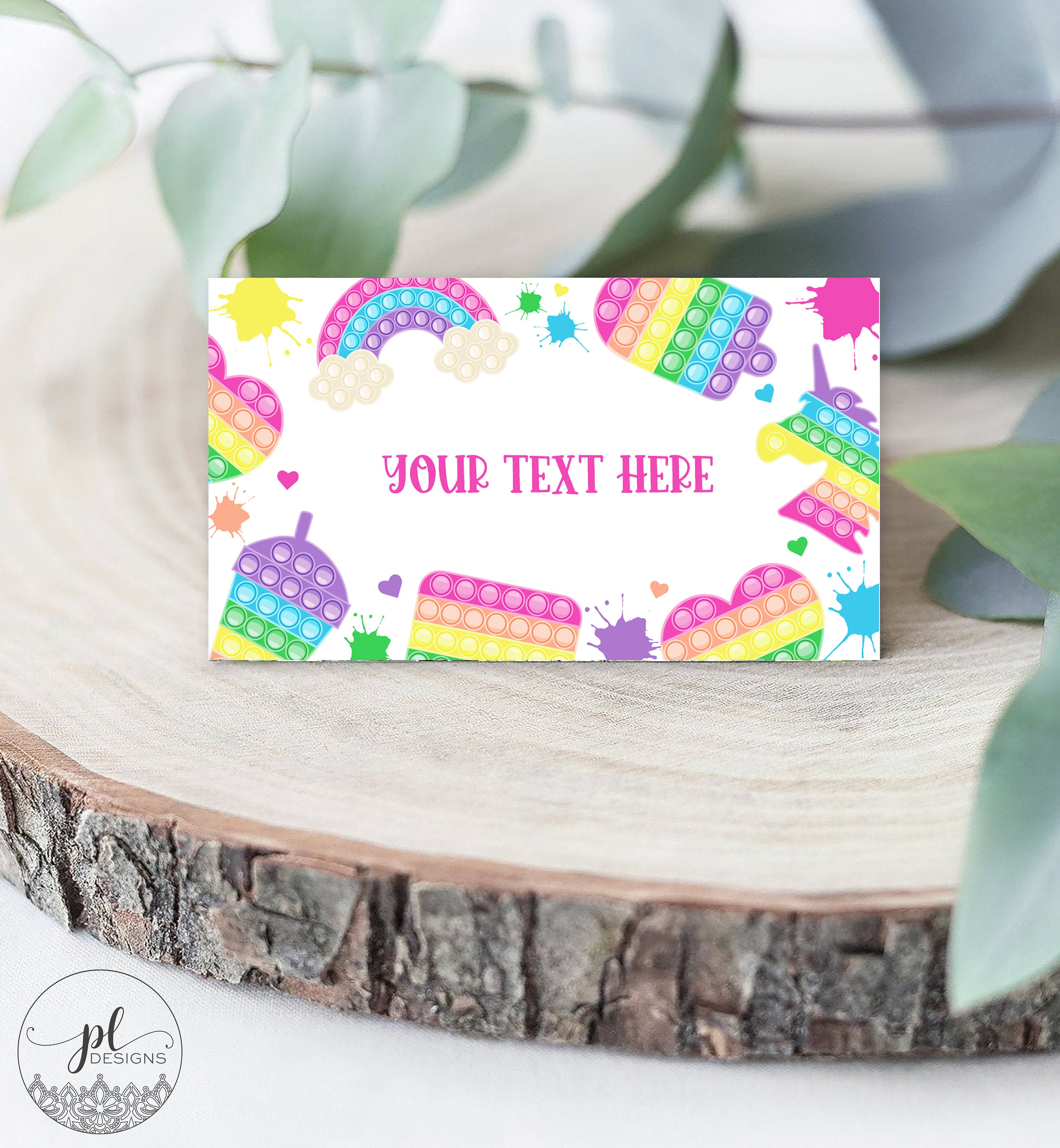 Pop It Birthday Food Tent Food Label Pastel Rainbow Pop It Fidget Toy ...