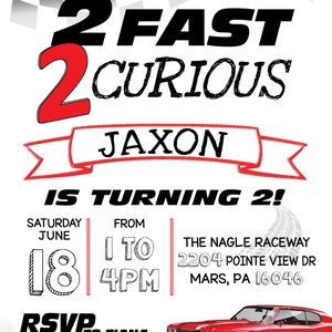 Editable Two Fast Birthday Invitation Two Fast Boy Race Car - Etsy