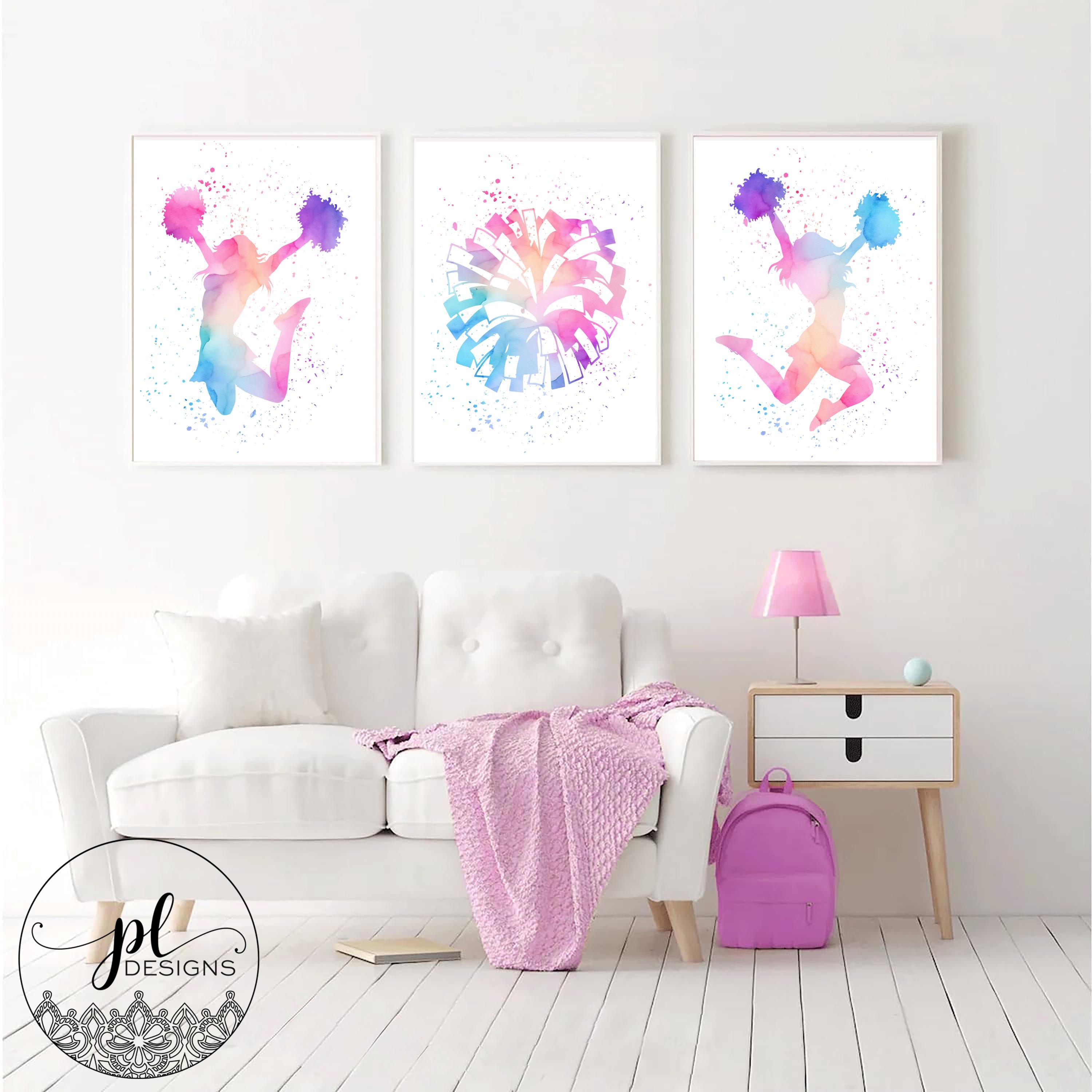 Cheerleading Wall Art, Pastel Rainbow Colored Room Decor, Playroom ...