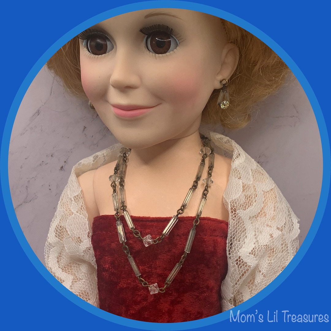 Cylinder Bead Necklace Earrings Set Vintage Doll Jewelry Cissy Madame ...