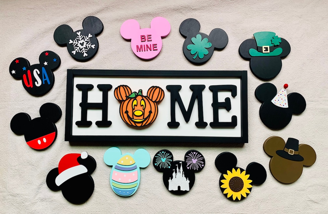 Interchangeable Mouse Head Home Sign Home Seasonal Mickey | Etsy
