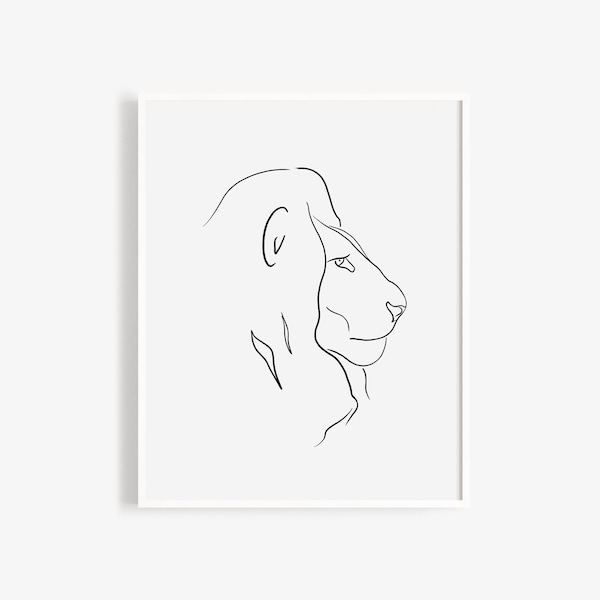 Lion Line Art - Etsy