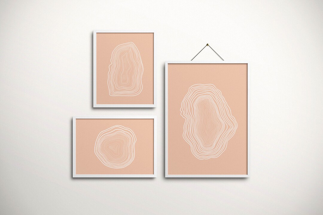 Geode Paintings Set of 3 Minimal Line Art Bohemian Digital - Etsy