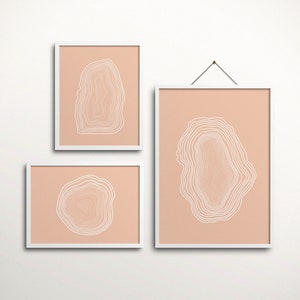 Geode Paintings Set of 3 Minimal Line Art Bohemian Digital - Etsy