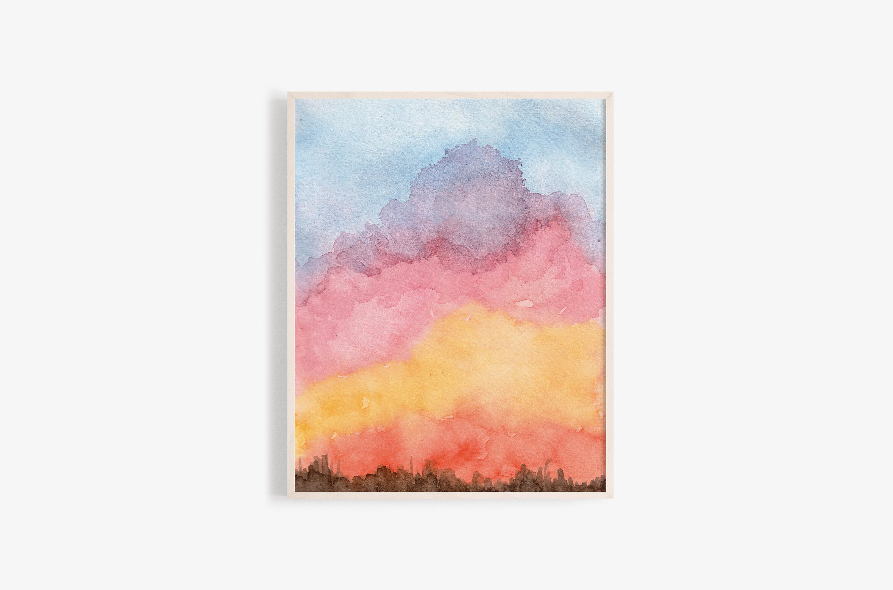 Abstract Watercolor Sunrise Sky Nature Landscape Art Print - Etsy
