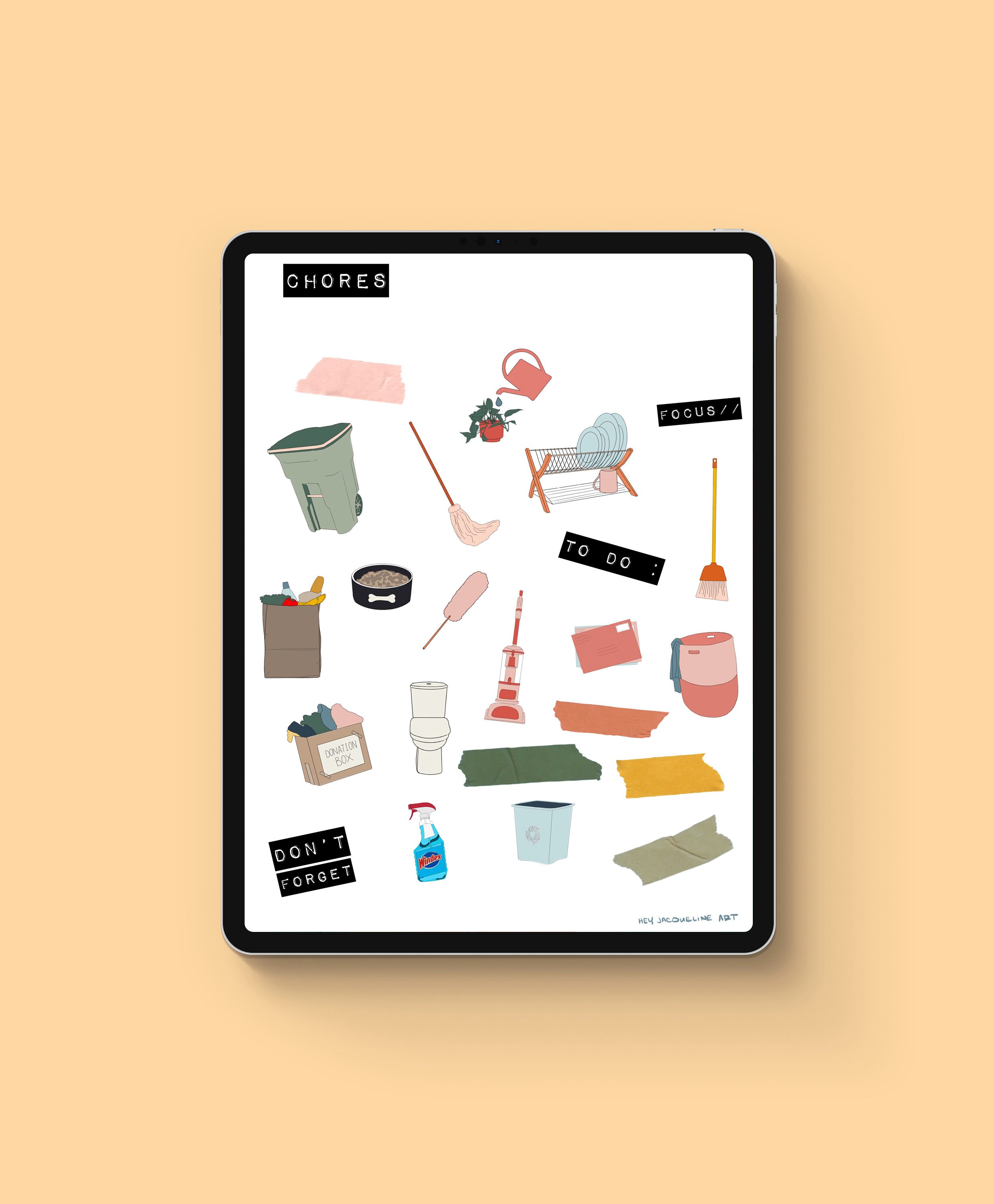 Household Chores Digital Goodnotes Stickers Cleaning Groceries Digital ...