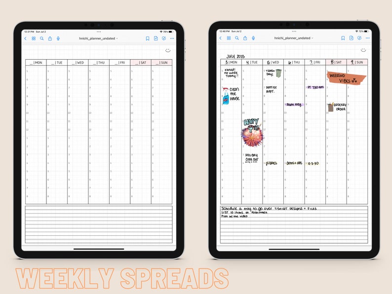 Undated Yearly Digital Planner Index Month Day Week Vision Board ...