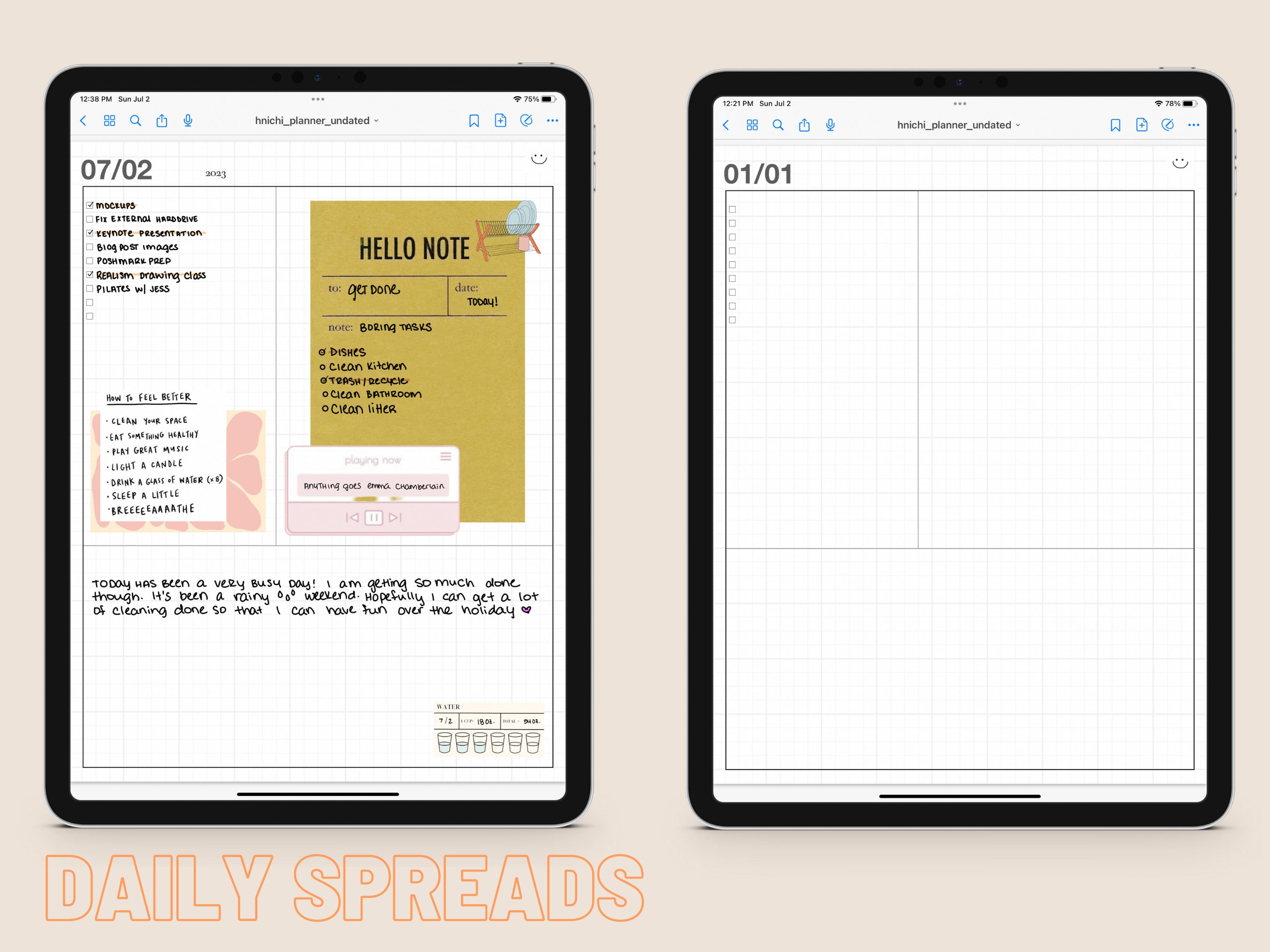 Undated Yearly Digital Planner Index Month Day Week Vision Board ...