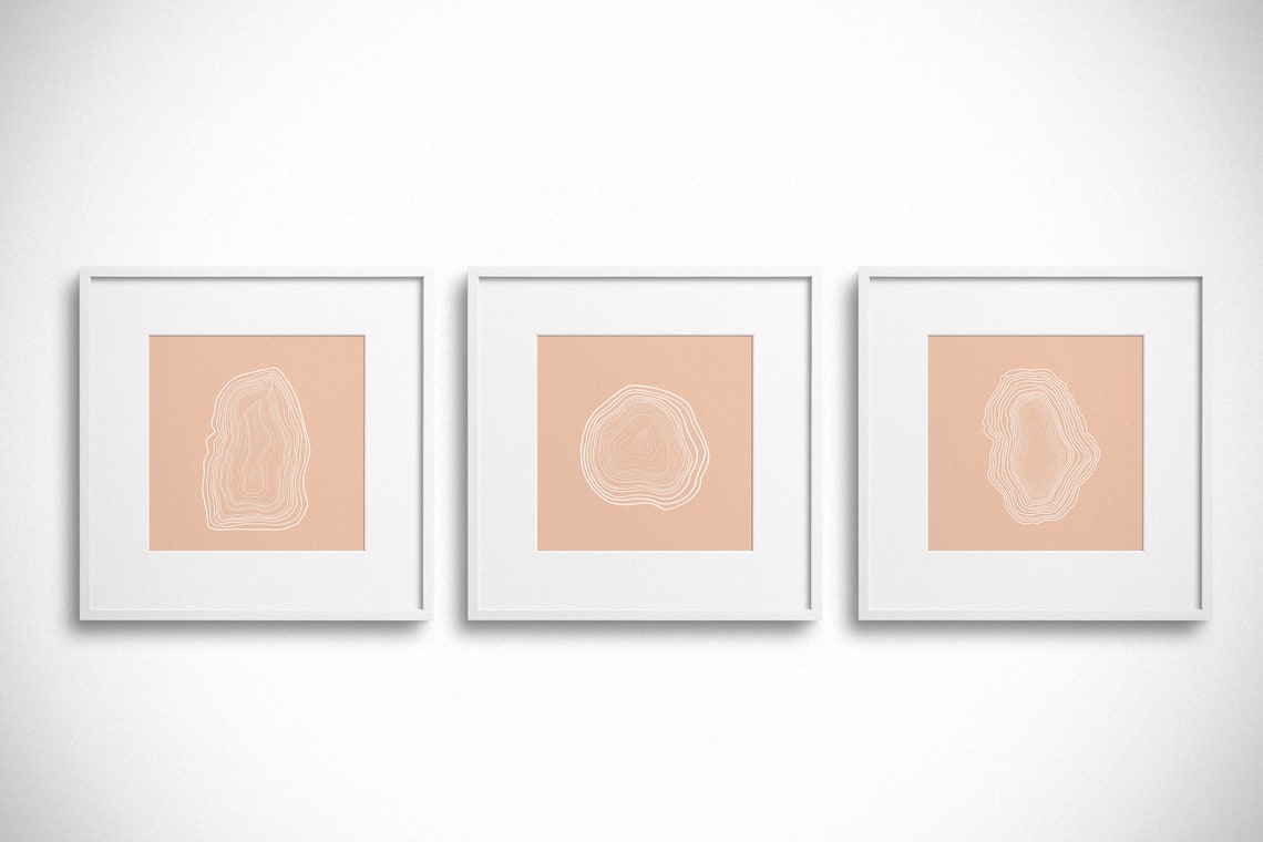 Geode Paintings Set of 3 Minimal Line Art Bohemian Digital - Etsy