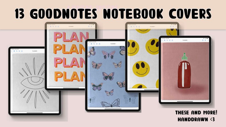 13 Hand Drawn Goodnotes Notebook Covers Digital Planning School ...