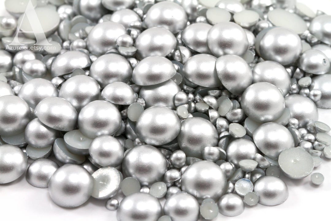 Matte Silver Flatback Half Round Pearls for Embellishments 2-10mm and ...