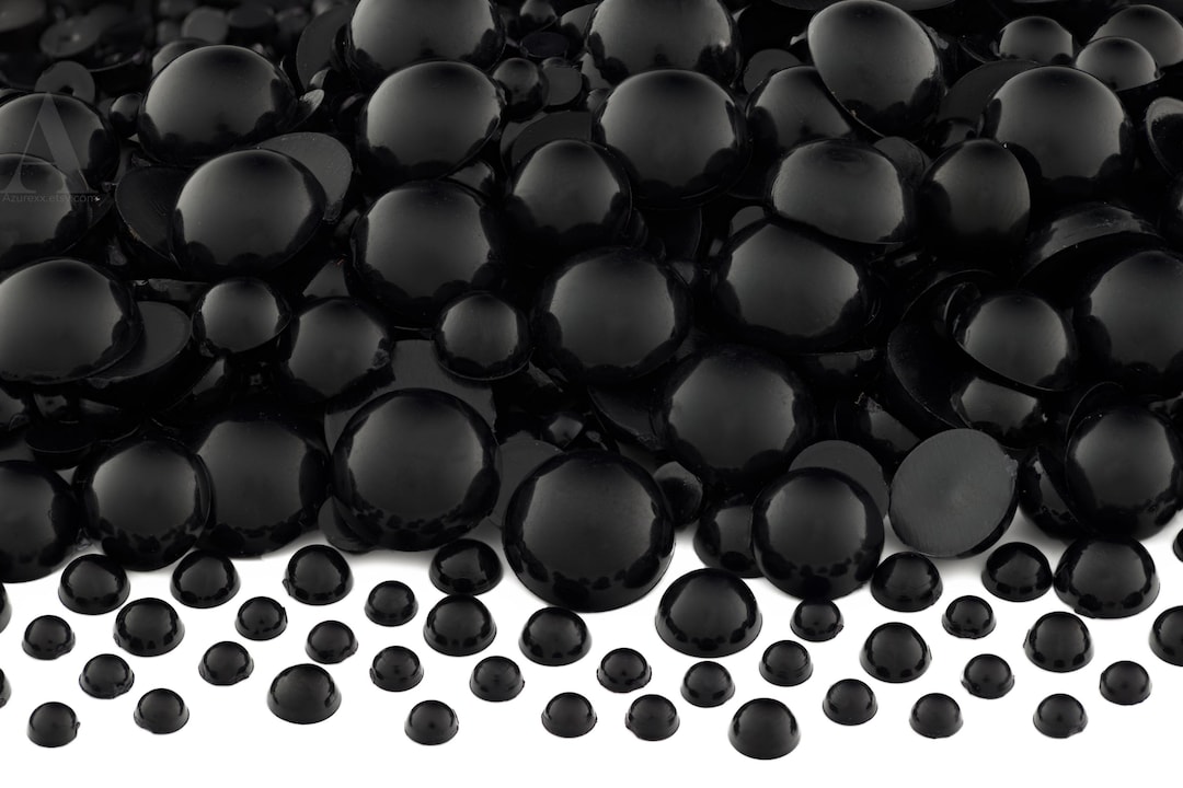 Black Flatback Half Round Pearls for Embellishments 2-16mm and Mixed ...