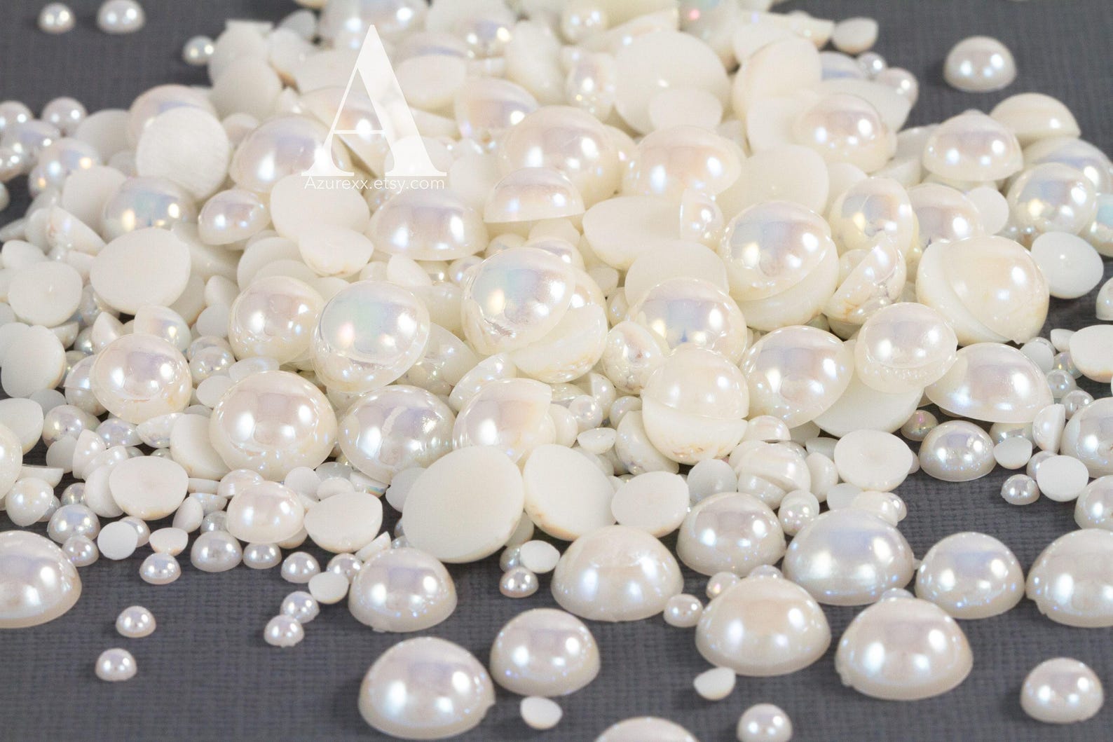 Ivory AB Flatback Half Round Pearls for Embellishments 2-16mm and Mixed ...
