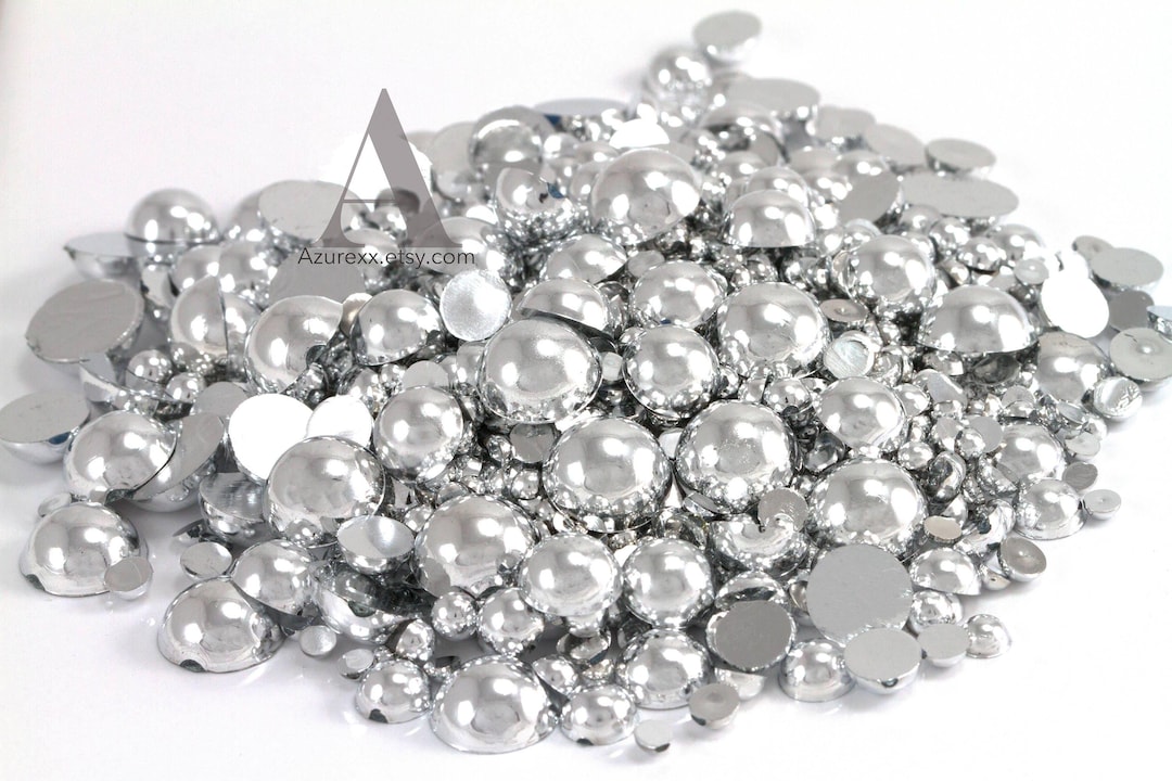 Silver Flatback Half Round Pearls for Embellishments 2-10mm and Mixed ...