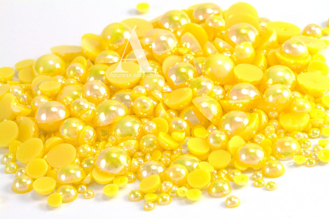 Yellow AB Flatback Half Round Pearls for Embellishments 2-14mm and ...