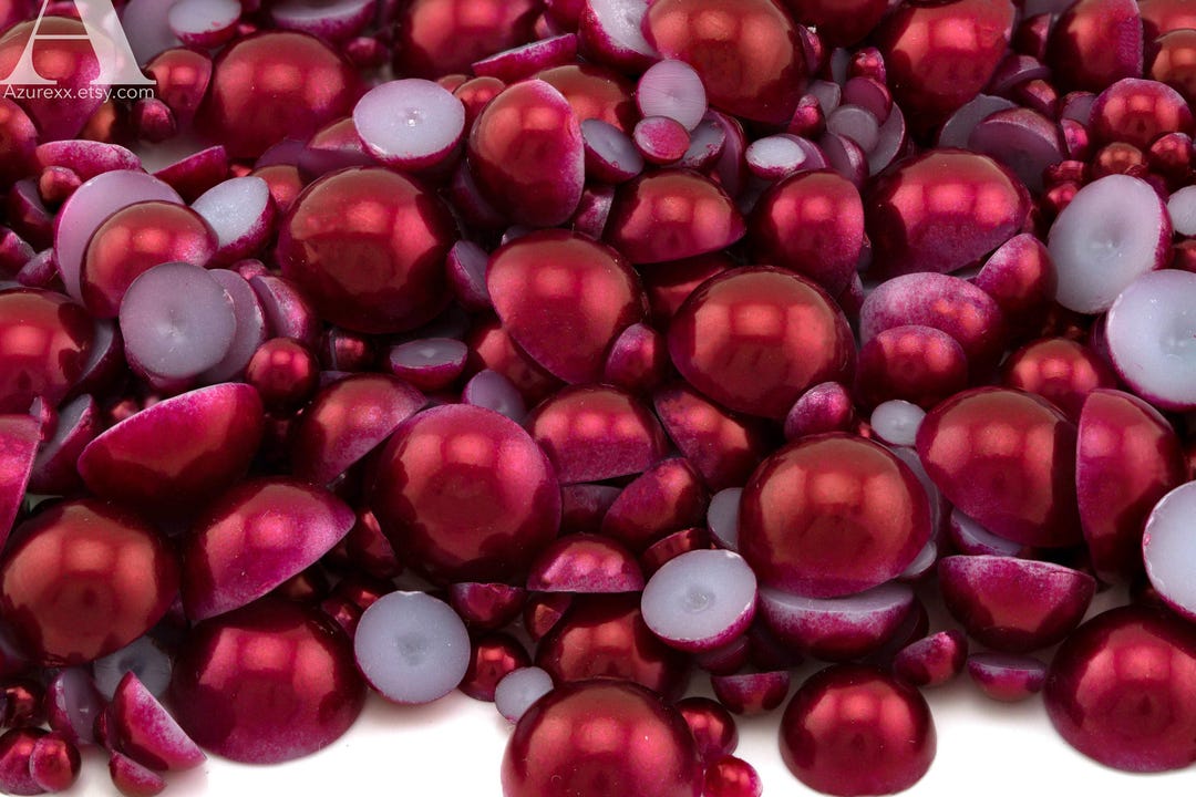 Burgundy Red Flatback Half Round Pearls for Embellishments 3-10mm and ...