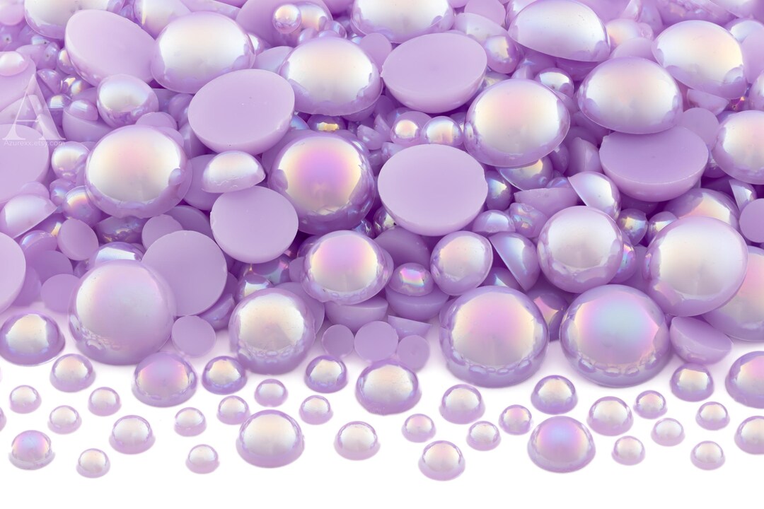 Lavender Purple AB Flatback Half Round Pearls for Embellishments 2-10mm ...