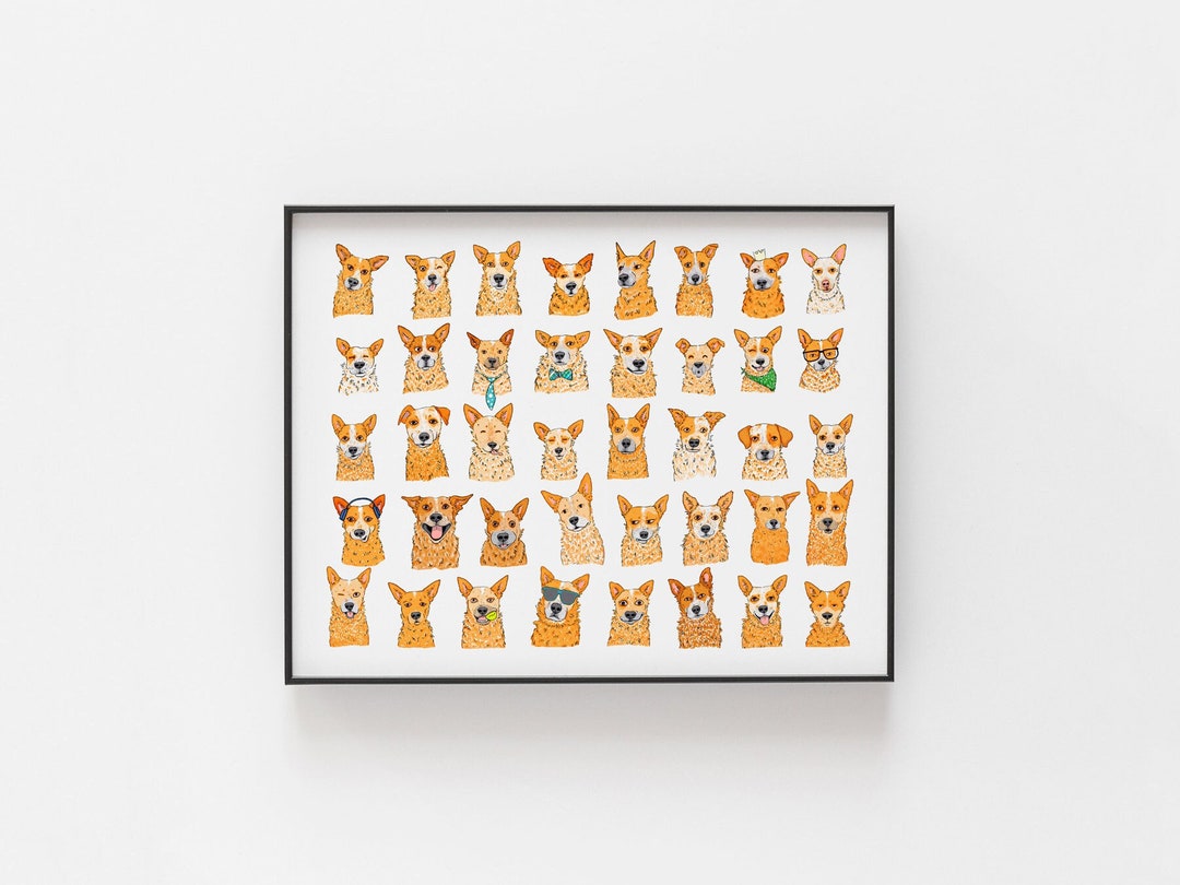 Red Heeler, Cattle Dogs, Giclée Art Print, 40 Red Heelers - Etsy