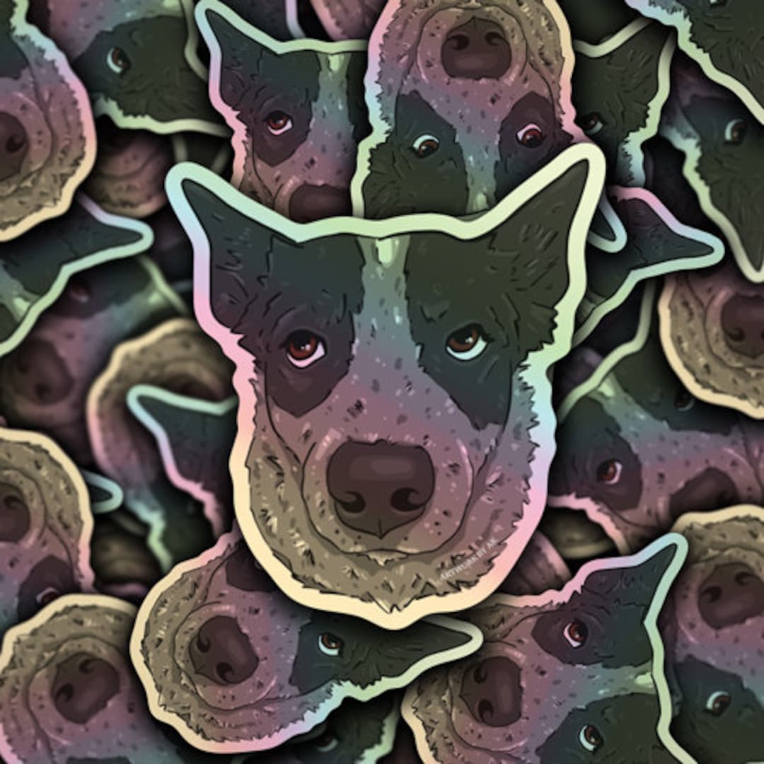 3-inch Holographic Cattle Dog Decal, Weatherproof Heeler Sticker ...