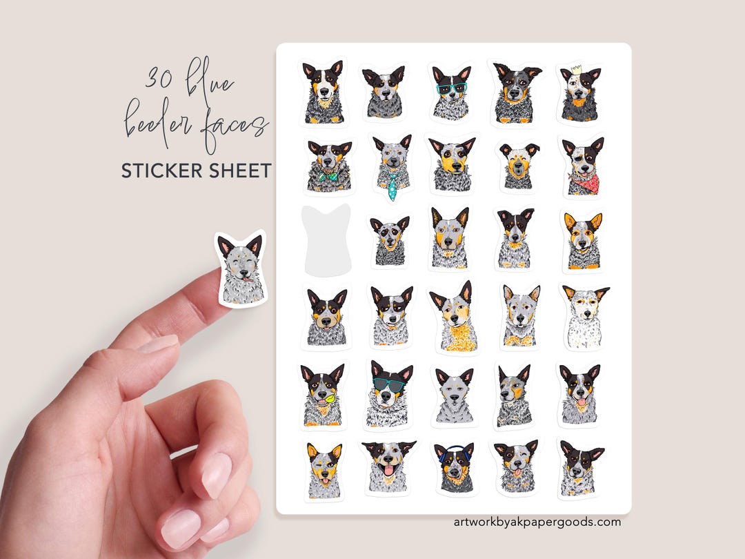 Blue Heeler Dog Stickers Sheet, Cattle Dog Stickers Great for Planners ...