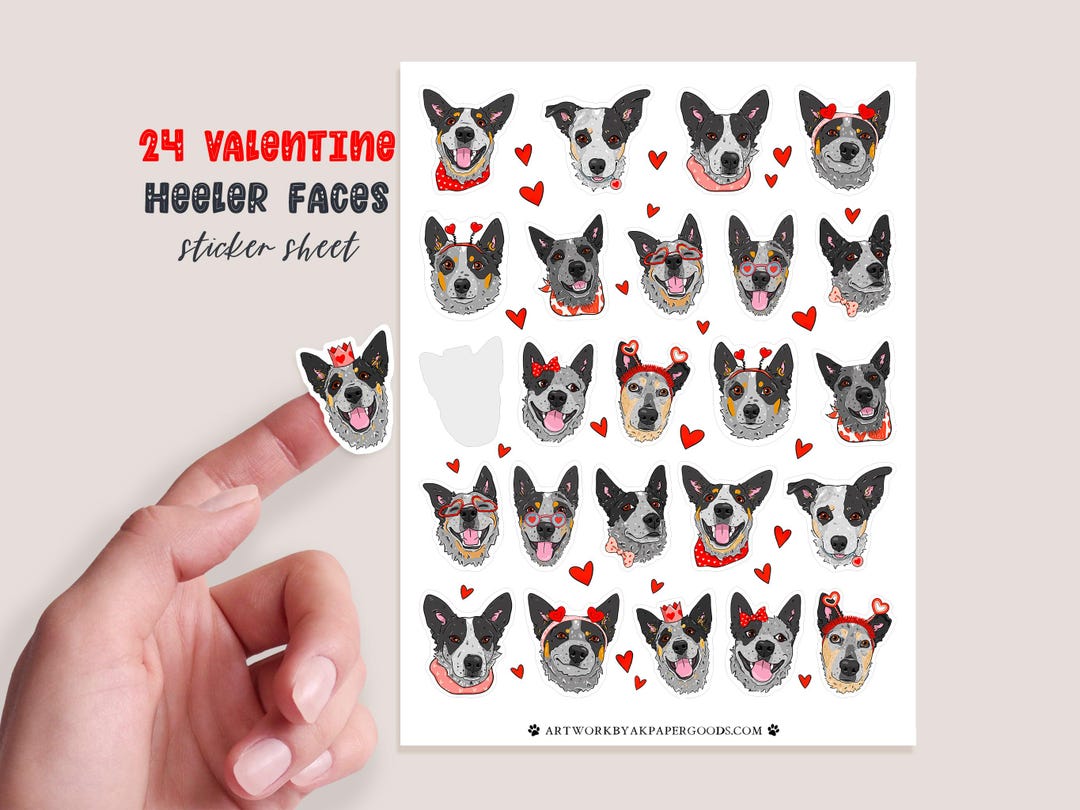 Blue Heeler Cattle Dog Stickers Sheet, Cute Puppy Stickers for Journals ...