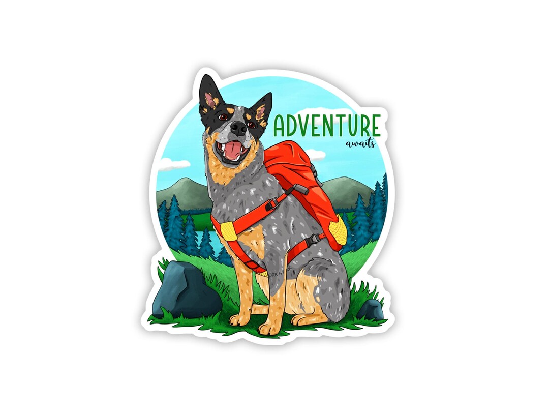 Adventure Awaits Blue Heeler Double Mask Cattle Dog Vinyl Sticker ...