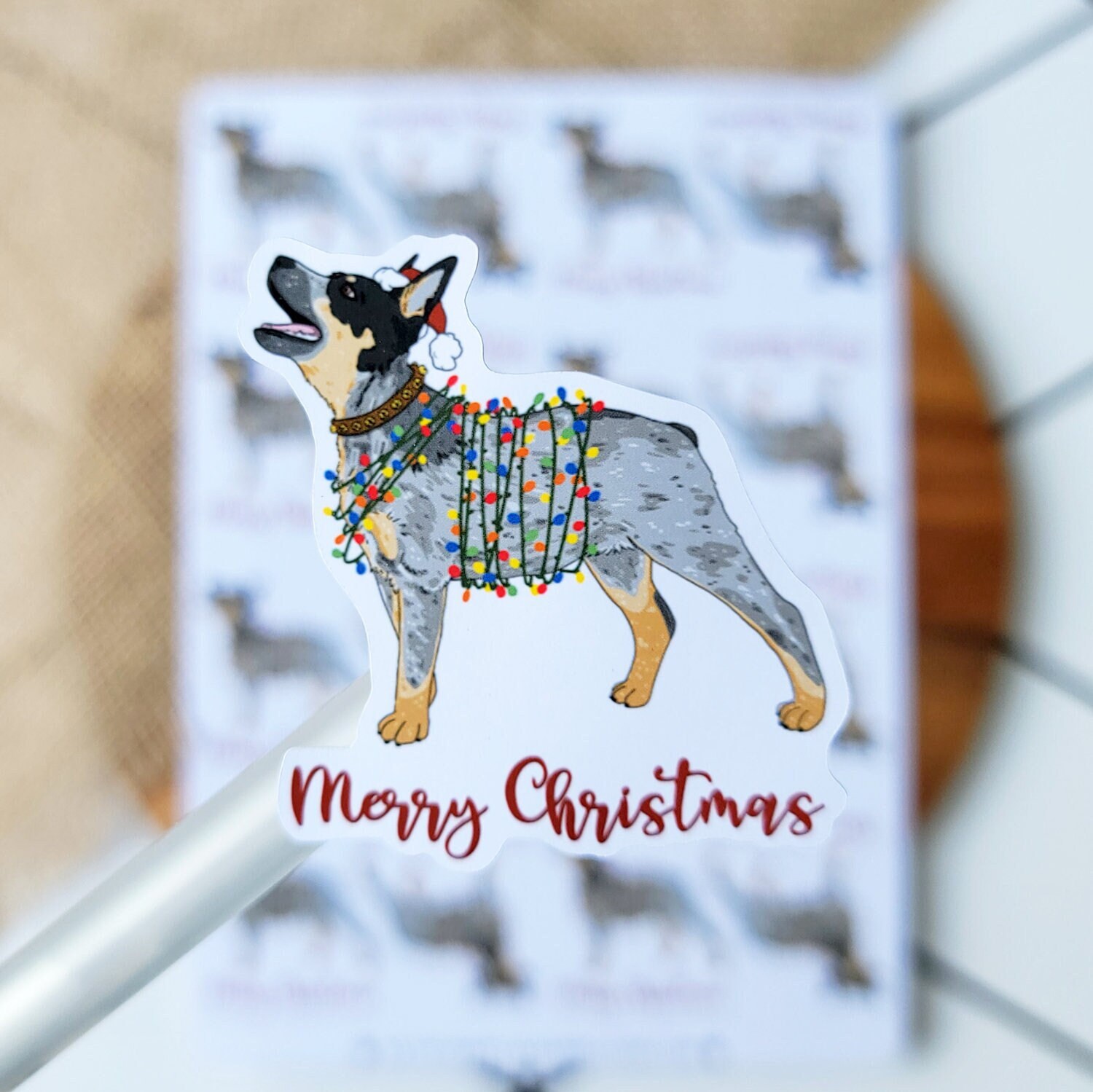 Cattle Dog Christmas Label Holiday Sticker Sheet blue - Etsy