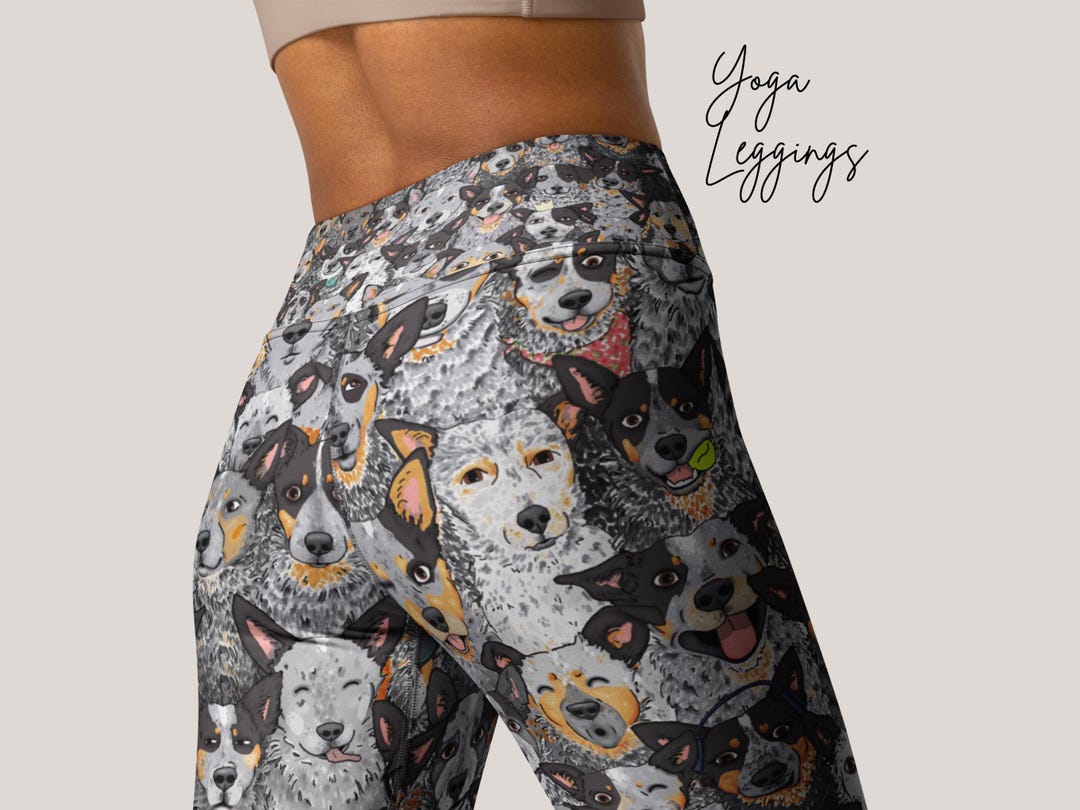 Blue Heeler Print Leggings, Dog Print Yoga Leggings, Dog Mom Leggings ...