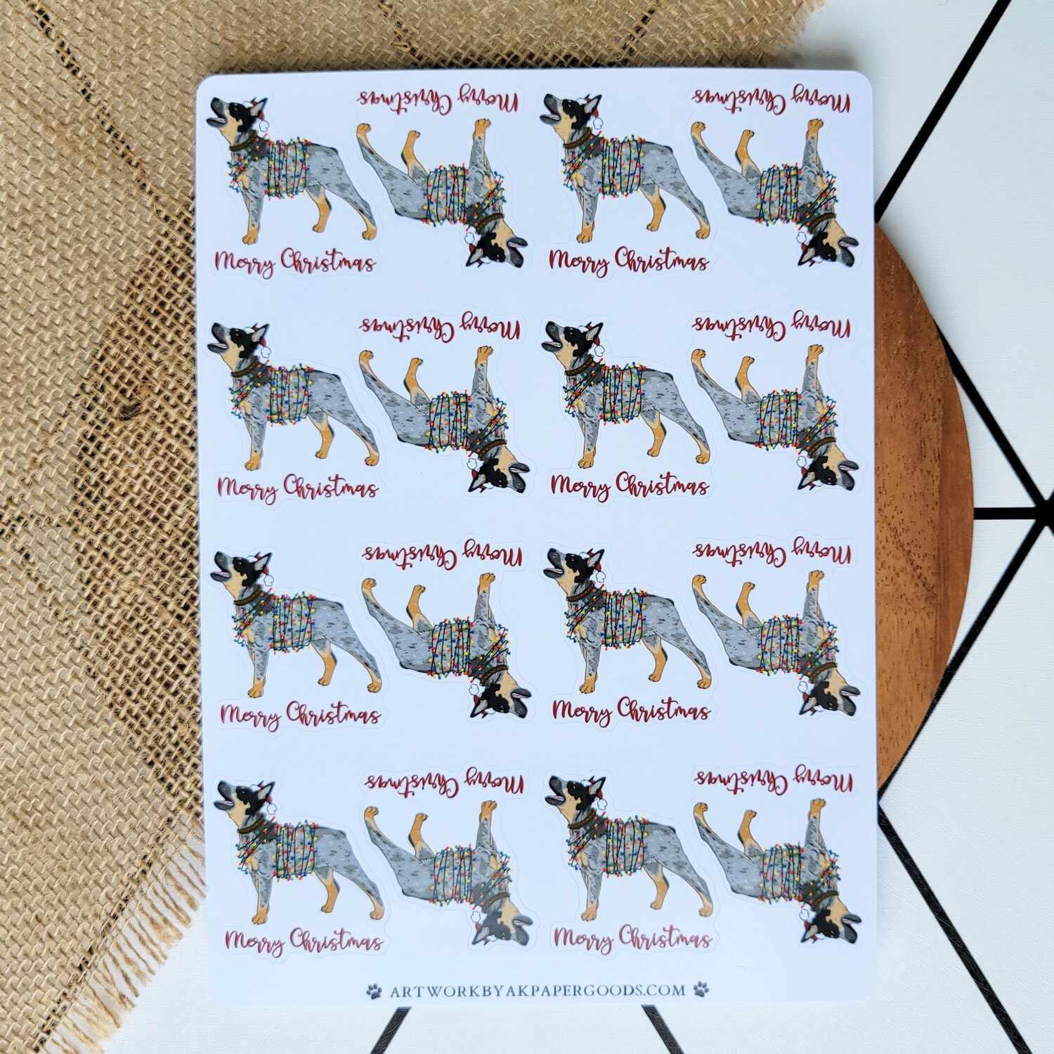 Cattle Dog Christmas Label Holiday Sticker Sheet blue - Etsy