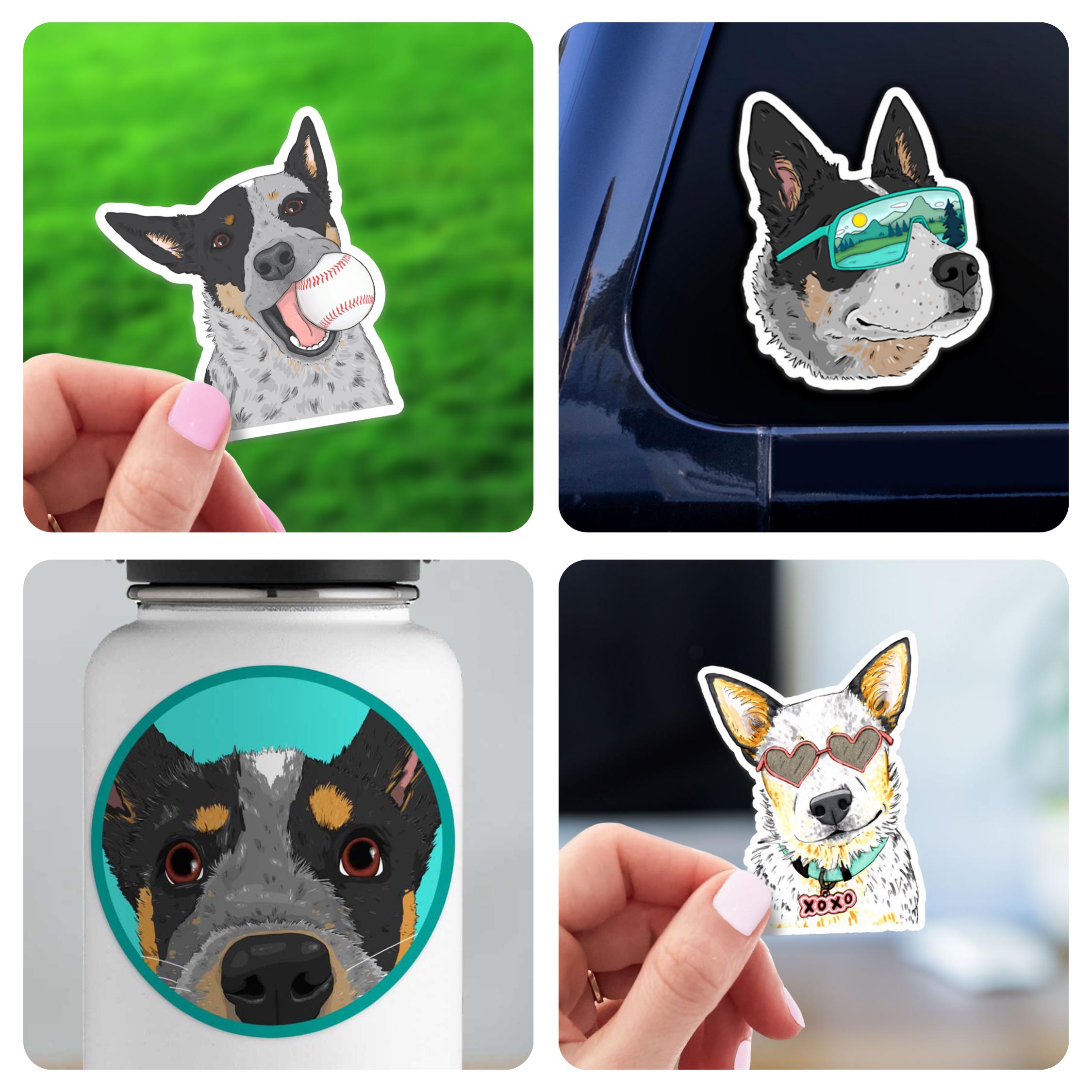 WEATHERPROOF Cattle Dogs, Blue Heeler, Decal Stickers, Sticker Bundle 2 ...
