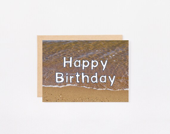 Printable Wave Birthday Card Beach Ocean Nature Simple | Etsy
