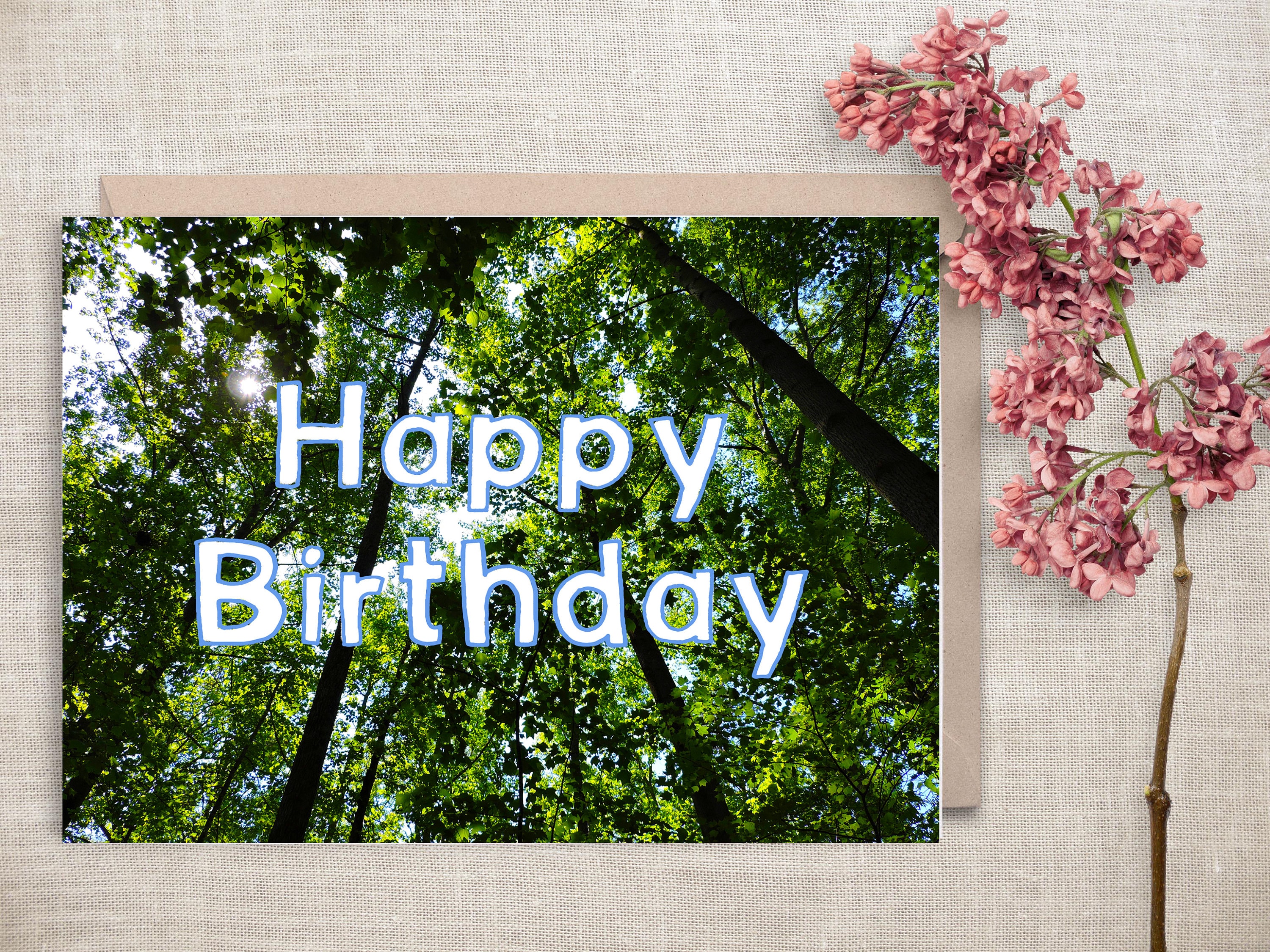 Happy Birthday Printable Card Forest Trees Nature A7 Etsy