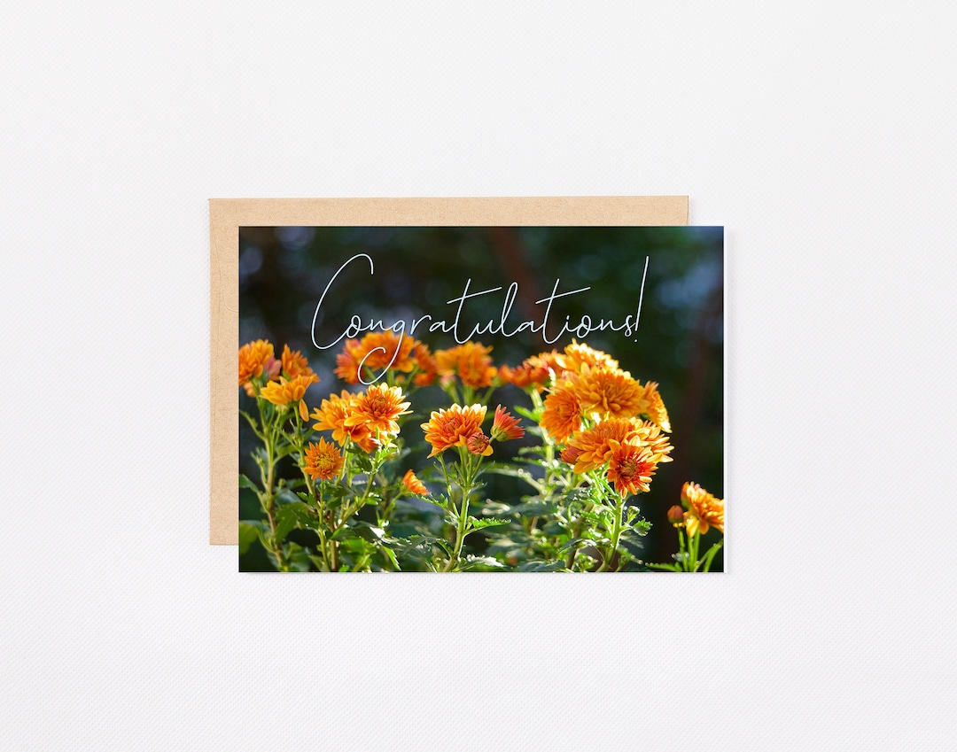 Printable Congratulations Card, Orange Mums - Etsy