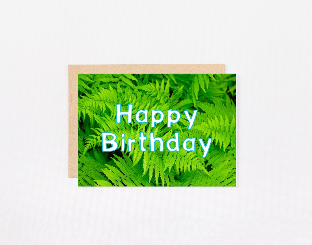 Printable Ferns Birthday Card Ferns Nature Green Simple - Etsy Finland