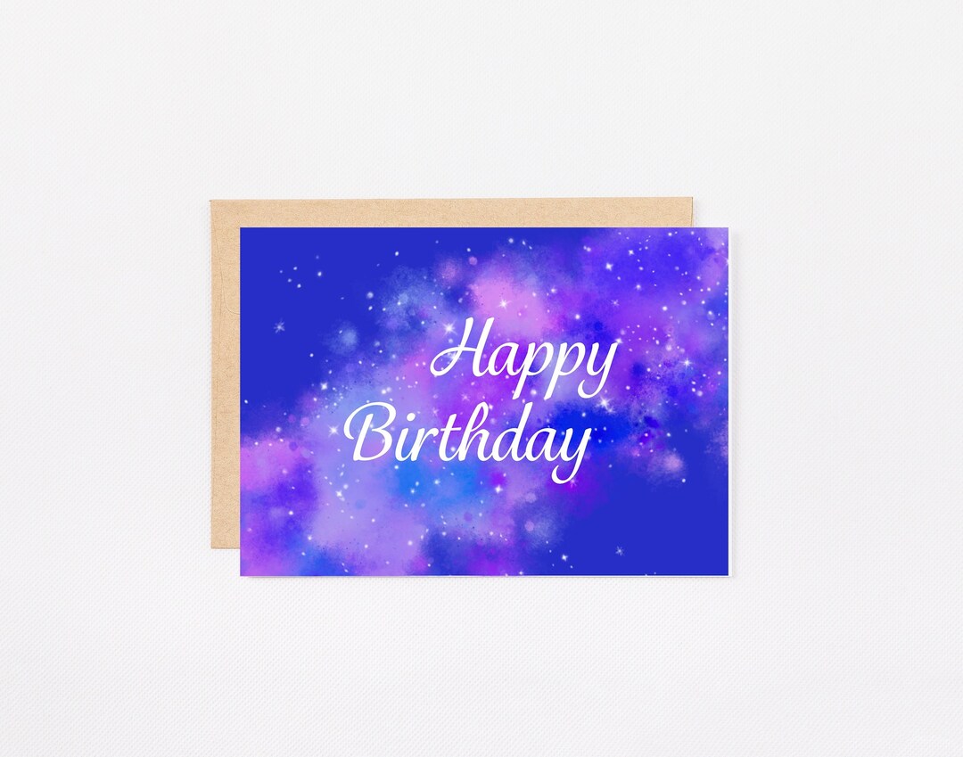 Printable Galaxy Inspired Birthday Card, Stars, Space, Birthday, 5x7 ...