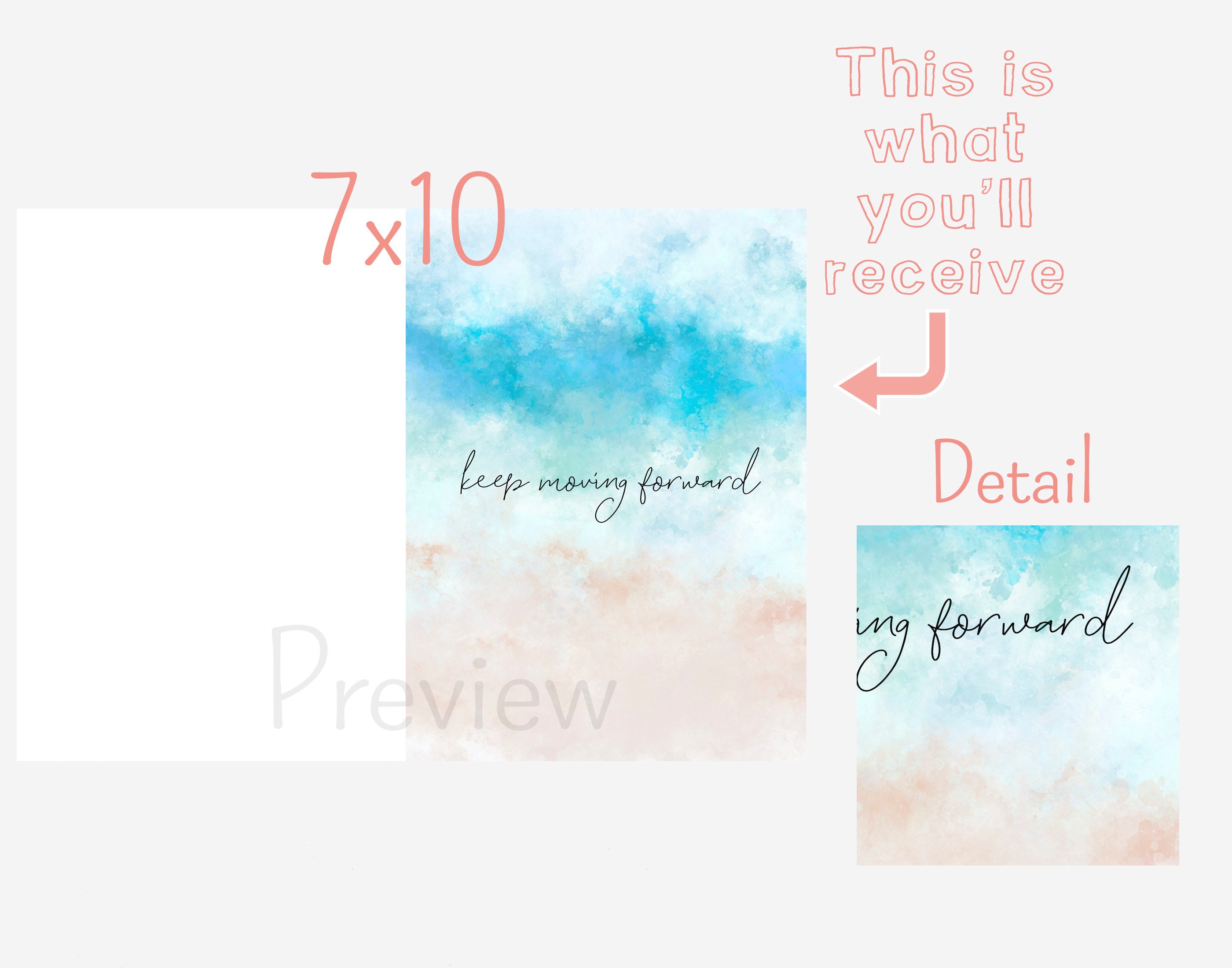 Printable Keep Moving Forward Greeting Card, 5x7, Abstract Beach ...