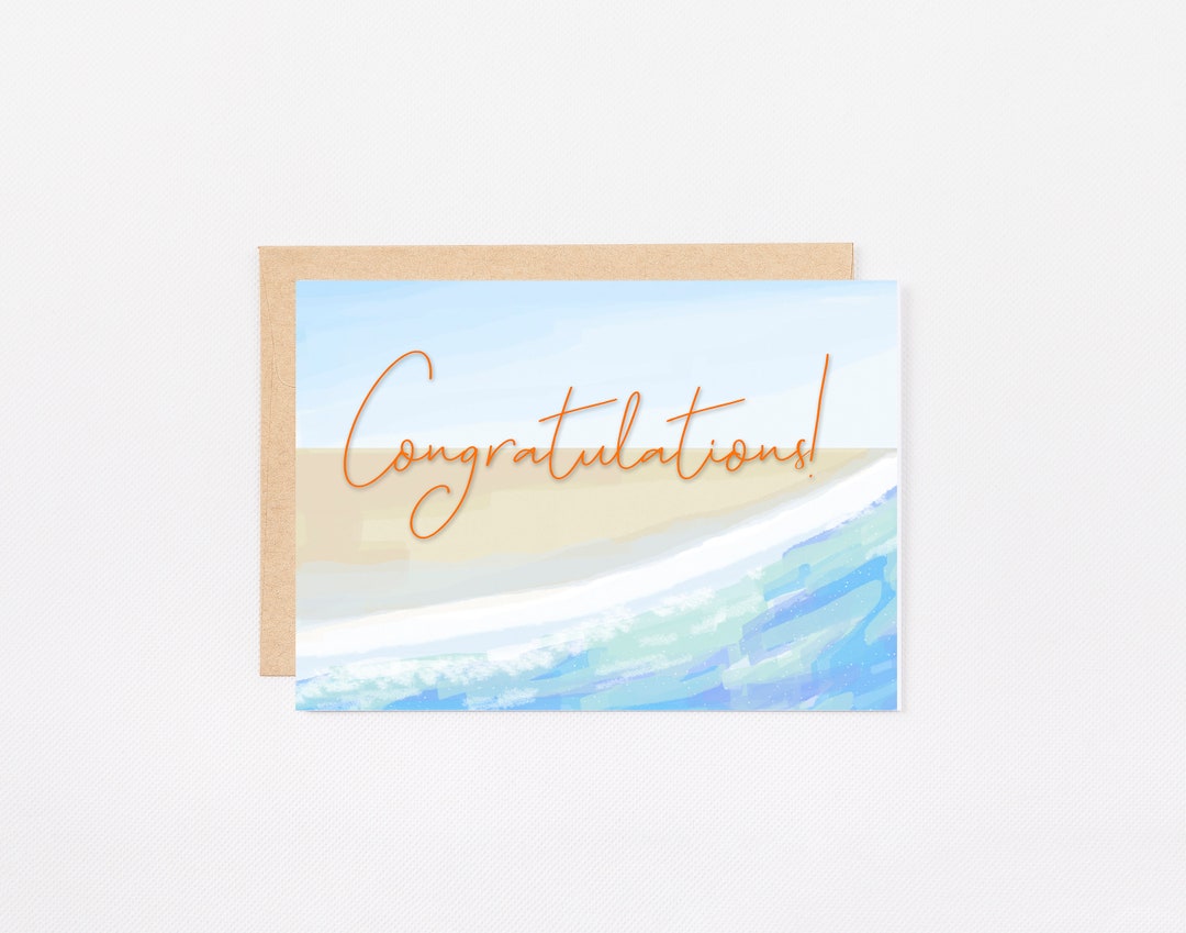 Printable Congratulations Card, Beach, Ocean, Graduation, Summer ...