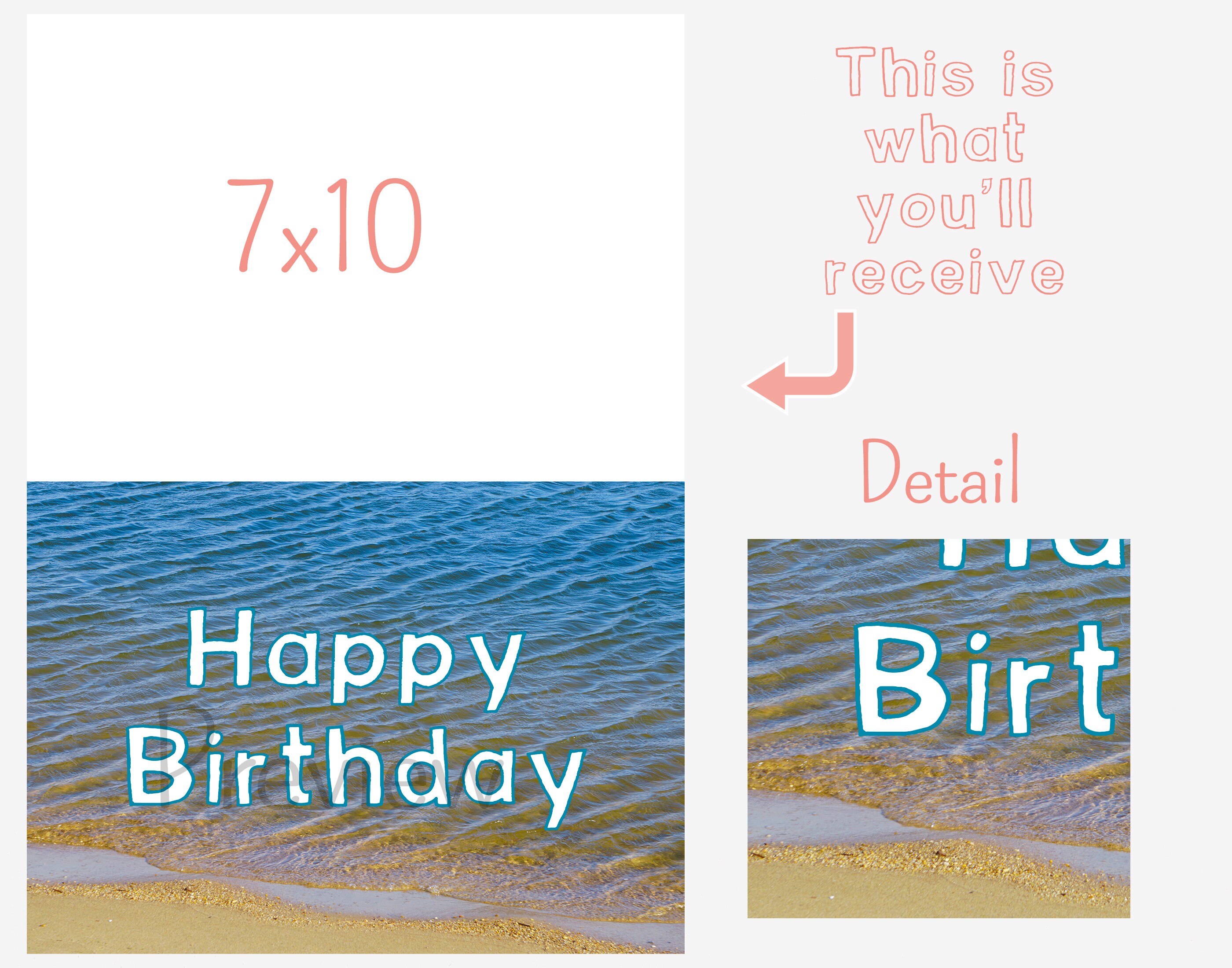 Printable Beach Wave Birthday Card, 5x7, Happy Birthday, Beach, Ocean ...