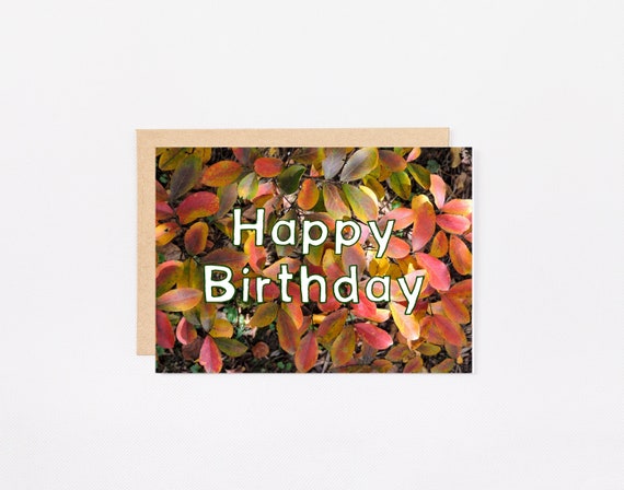 Printable Autumn Birthday Card Fall Leaves 5x7 | Etsy