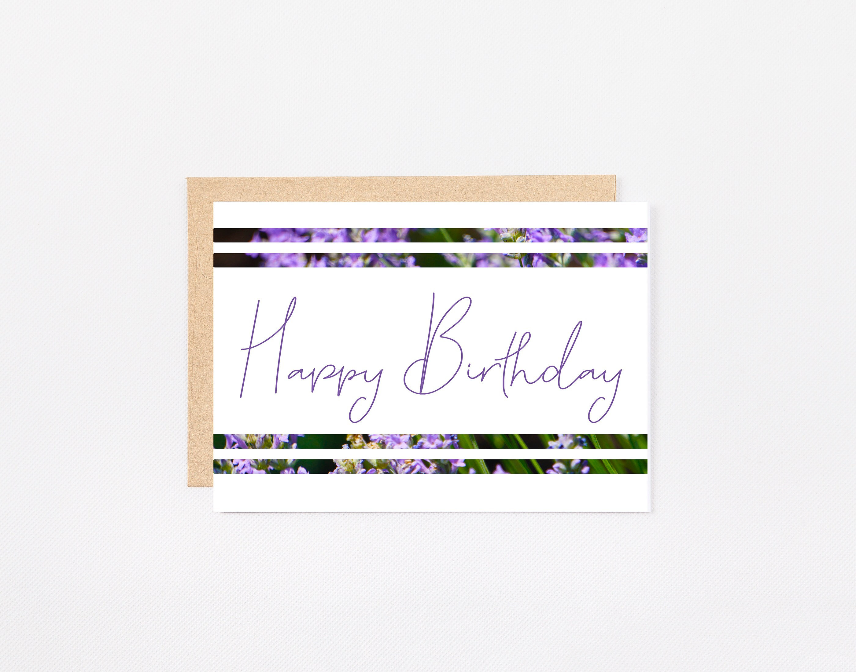 Printable Birthday Card Lavender Stripe 5x7 Happy Birthday - Etsy
