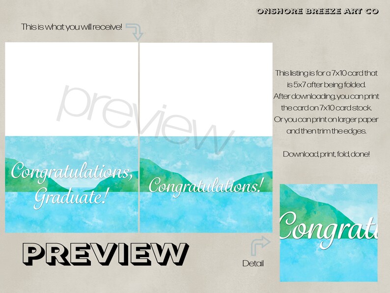 Printable Water and Mountains Congratulations Graduate Card, 5x7 - Etsy