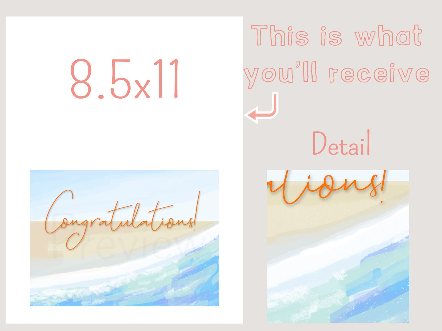 Printable Congratulations Card, Beach, Ocean, Graduation, Summer ...