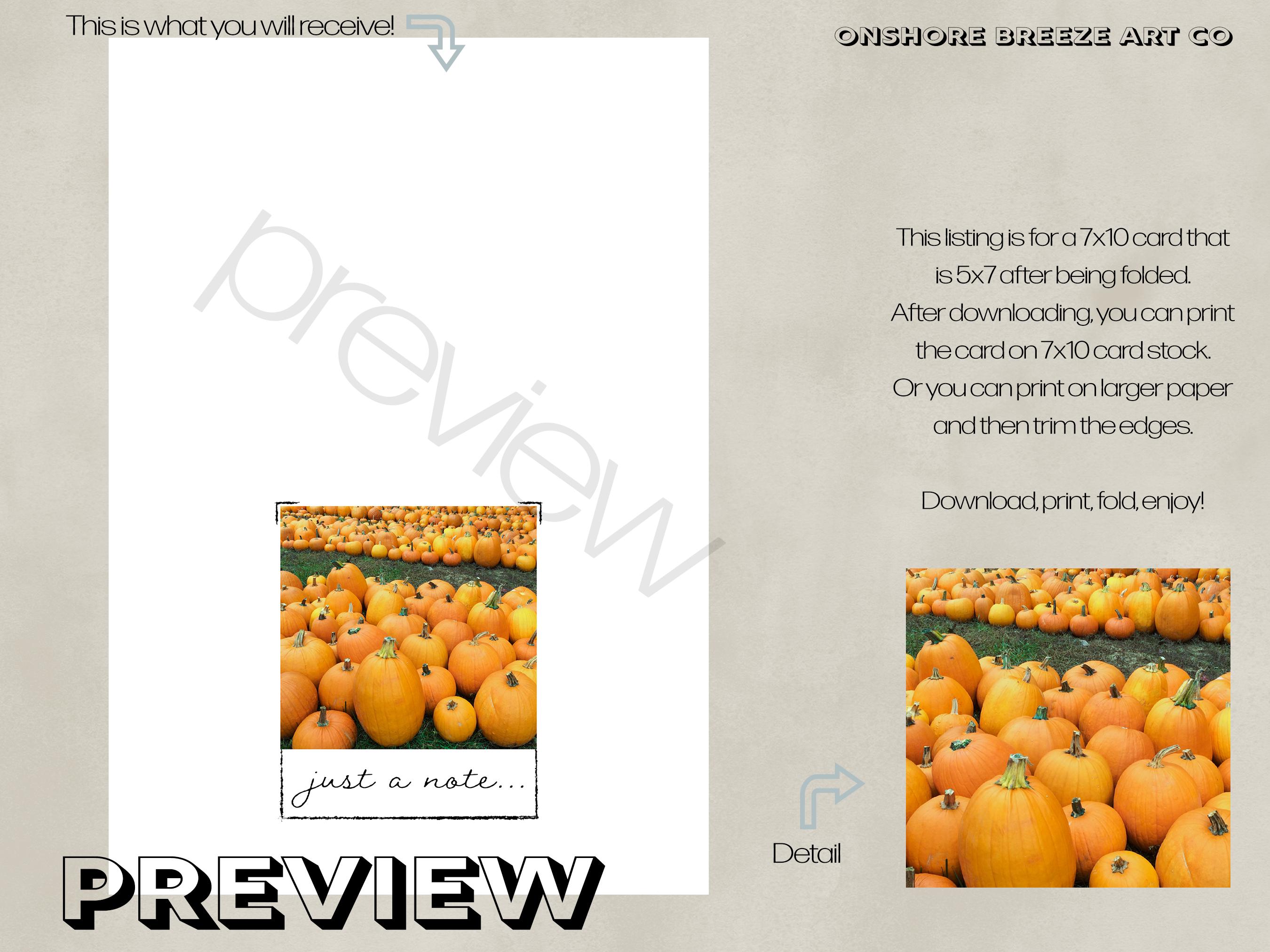 Printable Just a Note Pumpkins Photo Note Card, 5x7 - Etsy