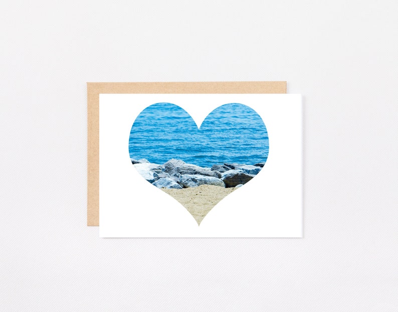 Printable Heart Shaped Beach Card, Valentine's Day - Etsy