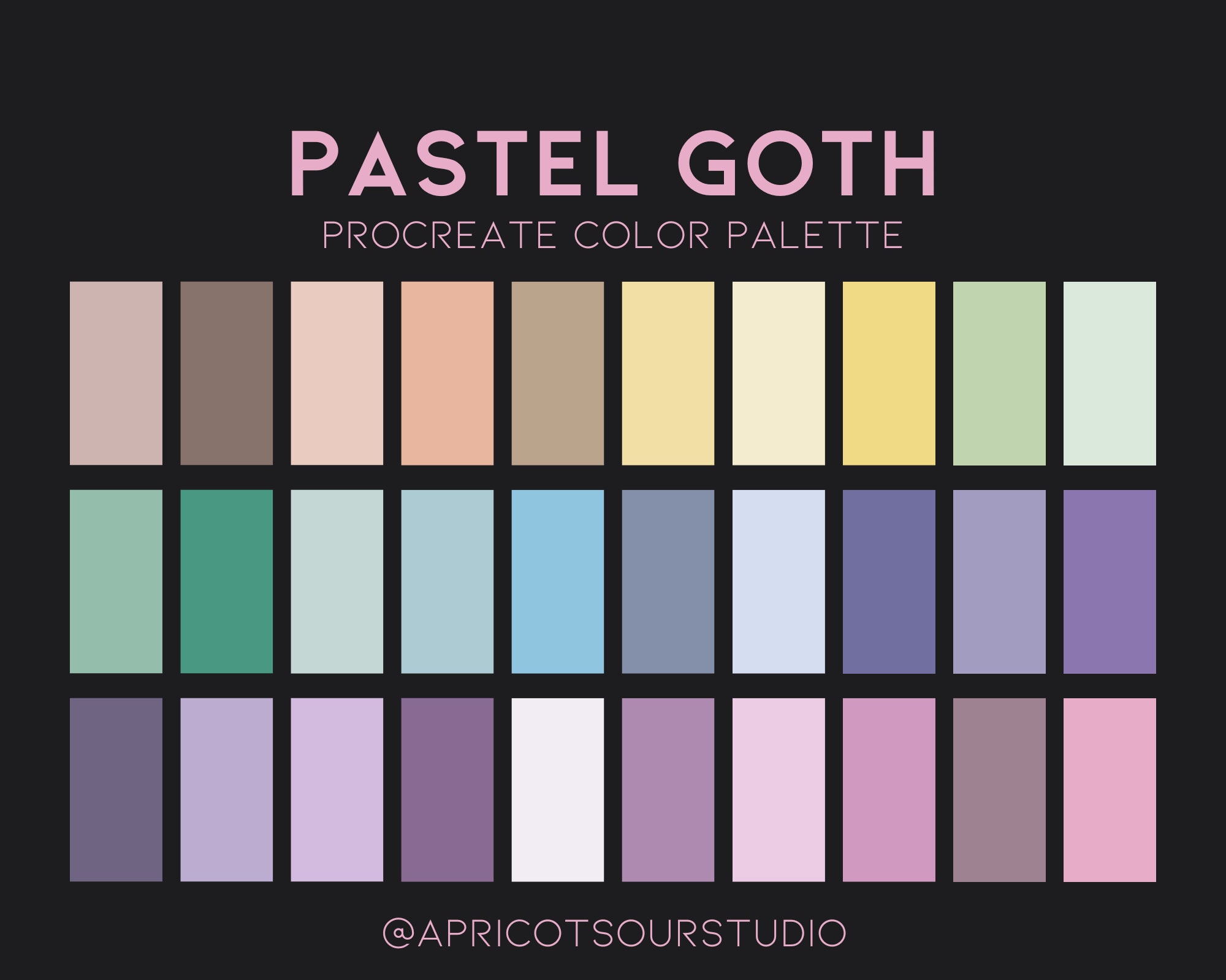 Pastel Goth Procreate Color Palette - Etsy