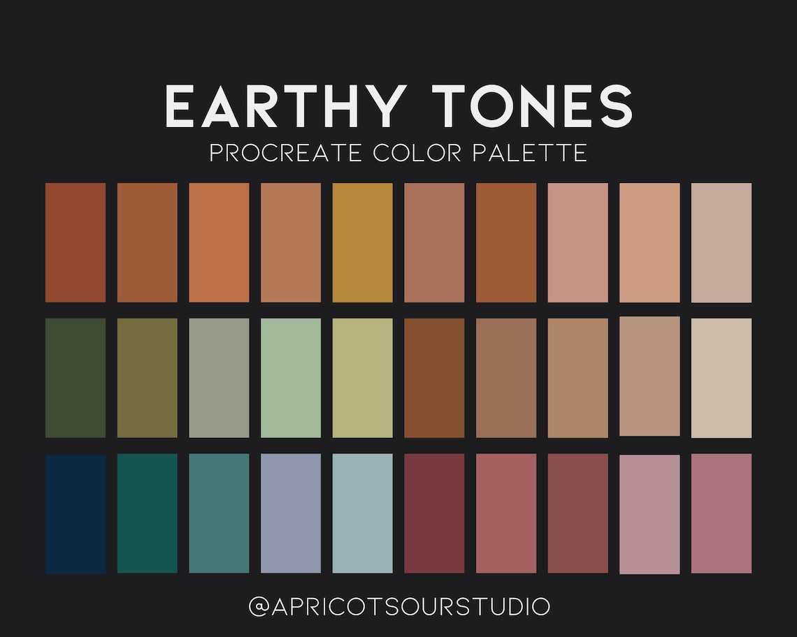 Earthy Tones Procreate Color Palette - Etsy