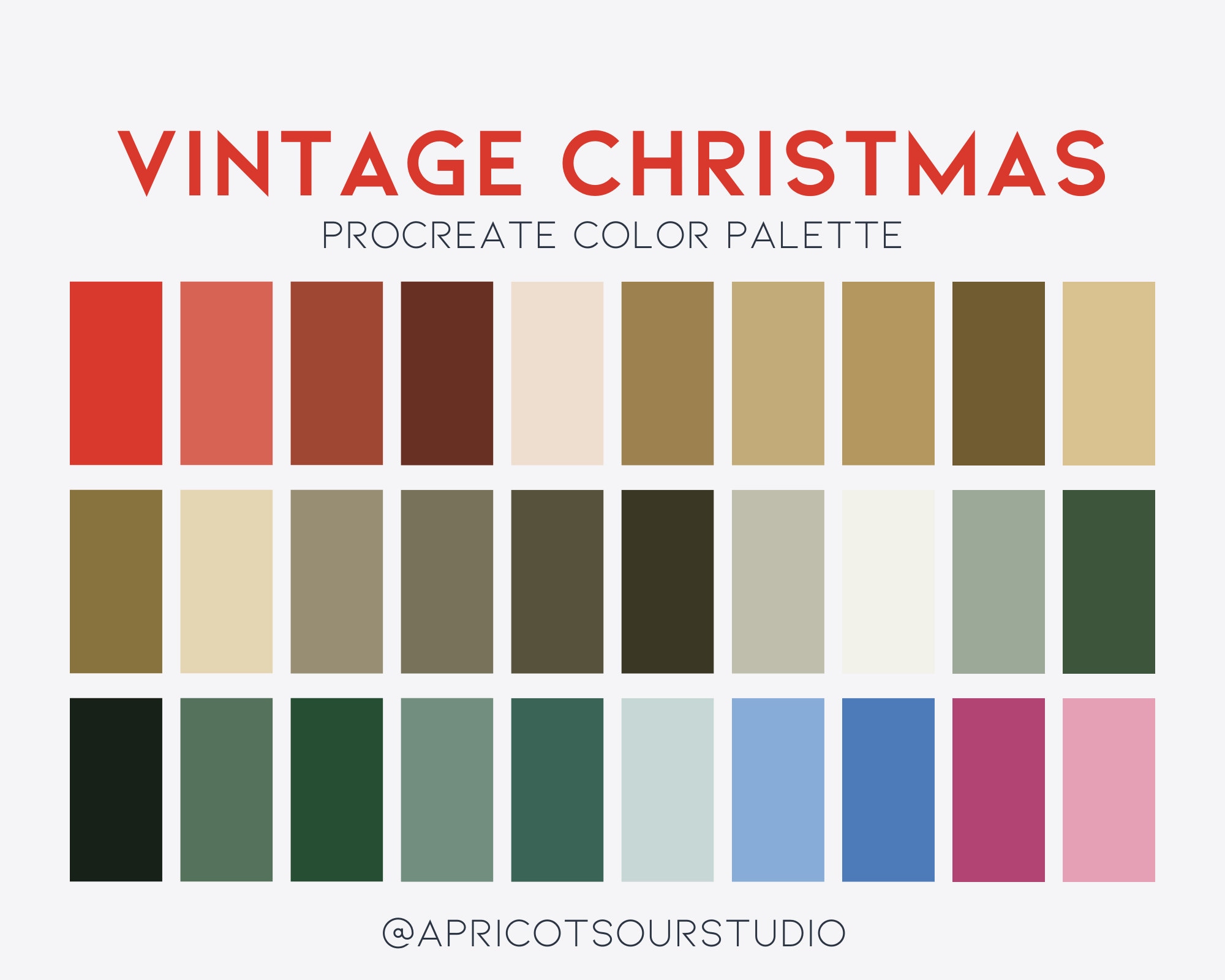 Vintage Christmas Procreate Color Palette - Etsy